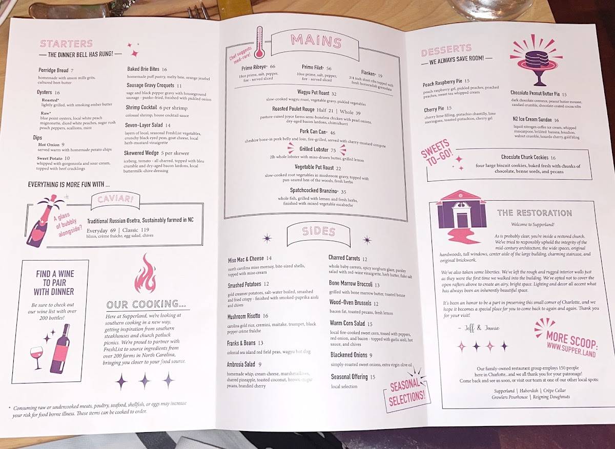 Menu at Supperland pub & bar, Charlotte