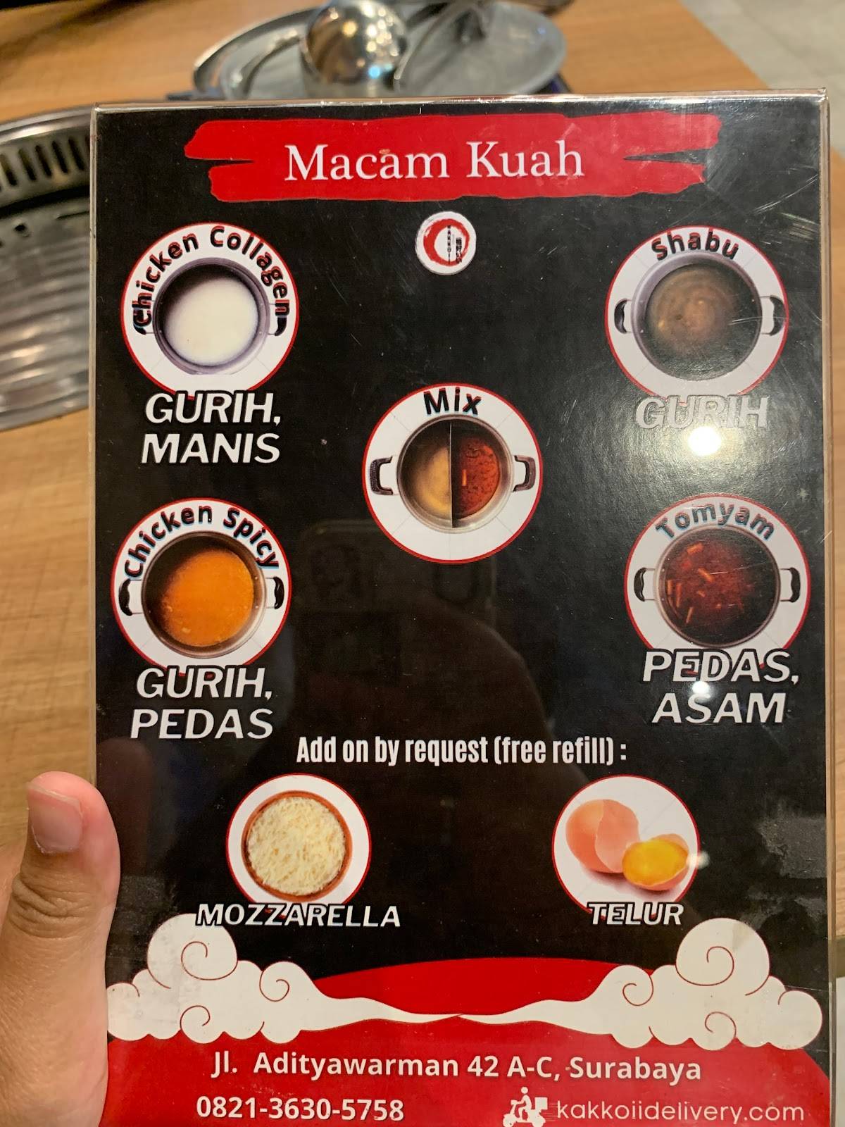 Carta de Kakkoii Japanese BBQ & Shabu-Shabu, Surabaya