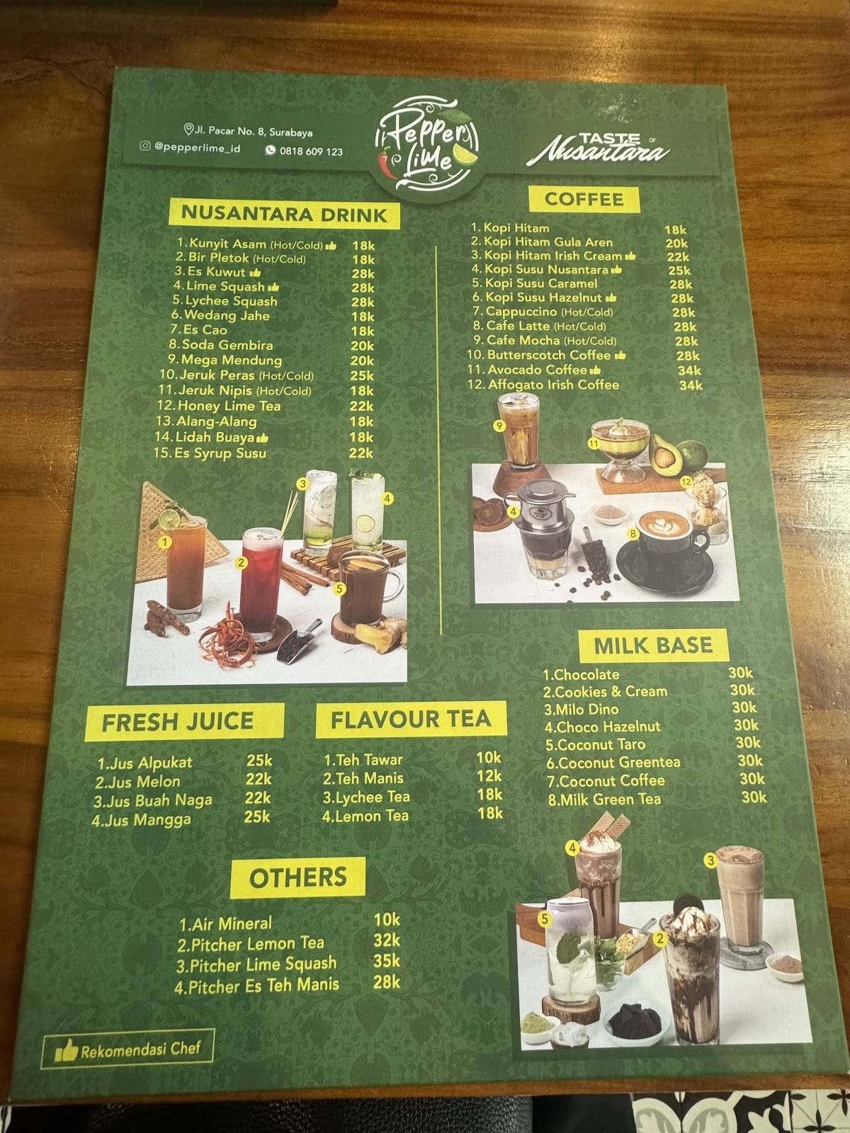 Menu at Pepper Lime Resto restaurant, Surabaya