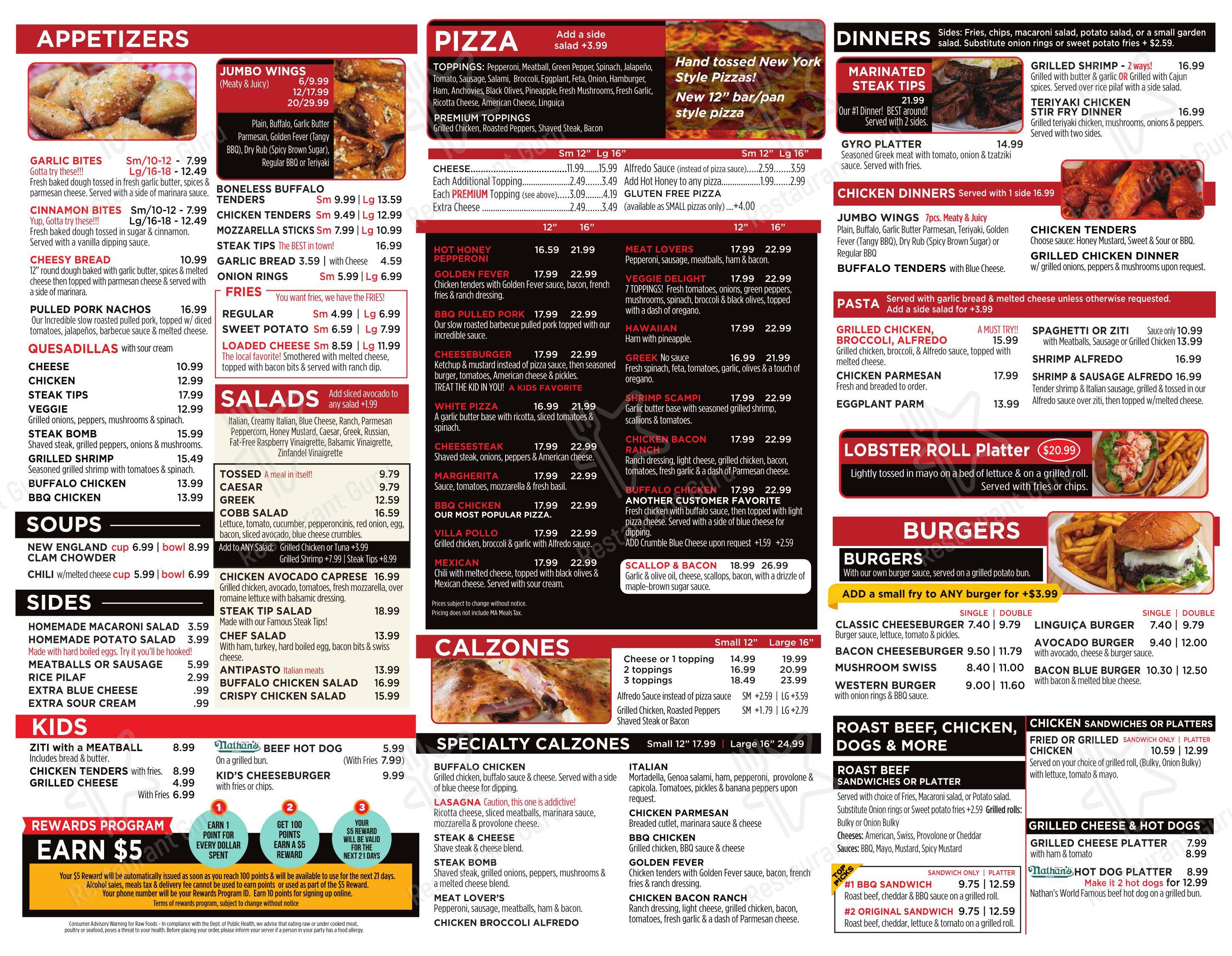 Menu at Surfs Up Pizza pizzeria, Sandwich