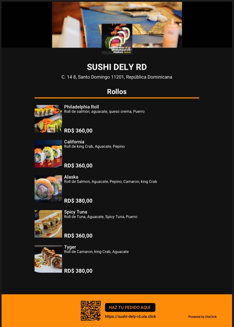 Menu at Sushi Deli RD restaurant, Santo Domingo