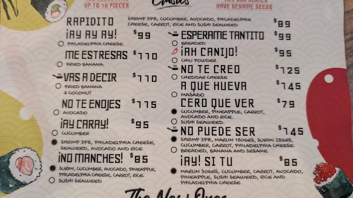Menu at Sushi In House restaurant, Puerto Vallarta, Francia 135