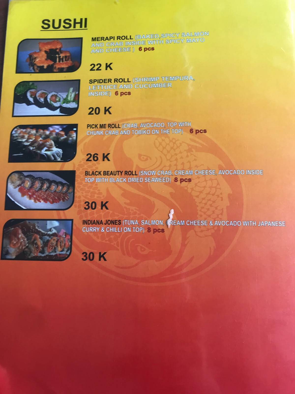 Menu at Sushi On The Street restaurant, Abiansemal, Jl. Mudu Taki