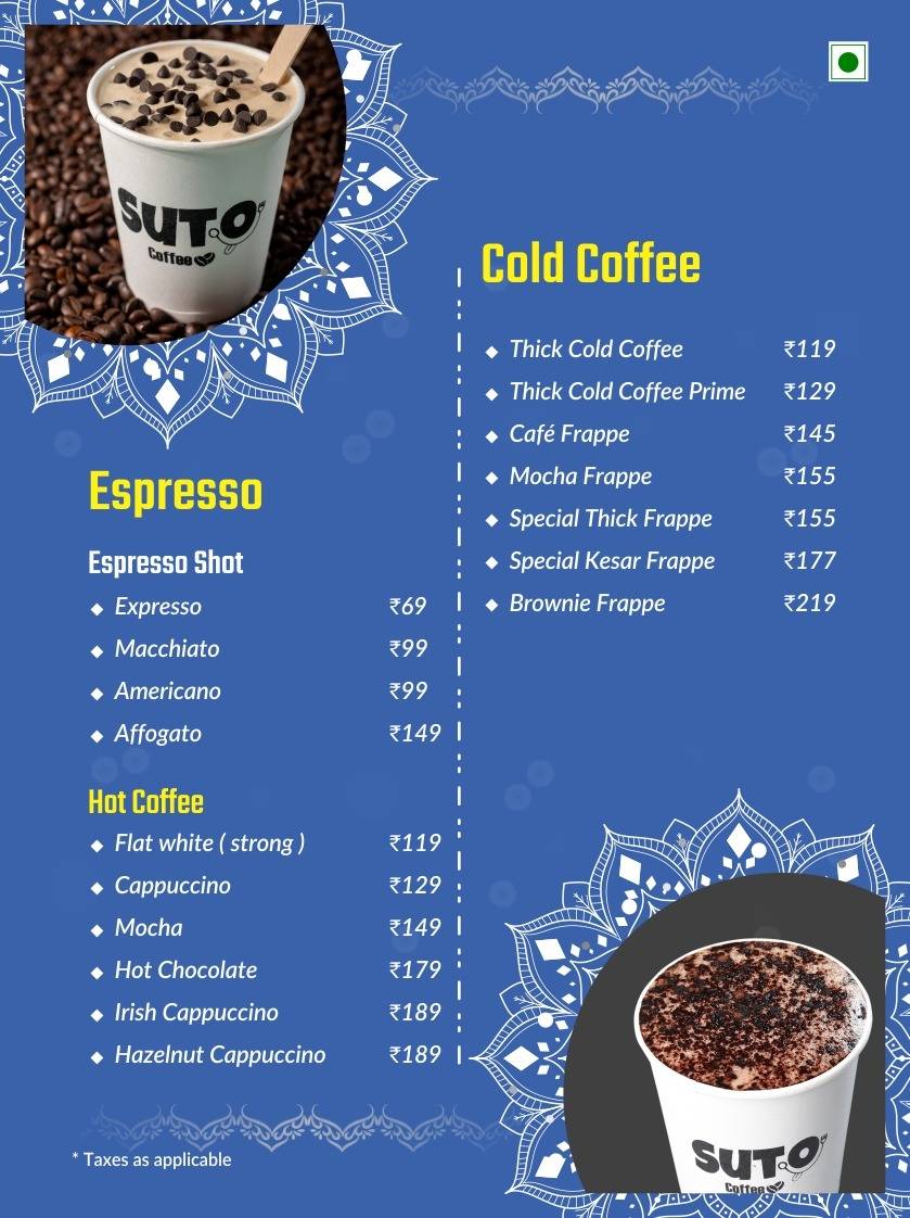 Menu at Suto Cafe Chennai, Chennai