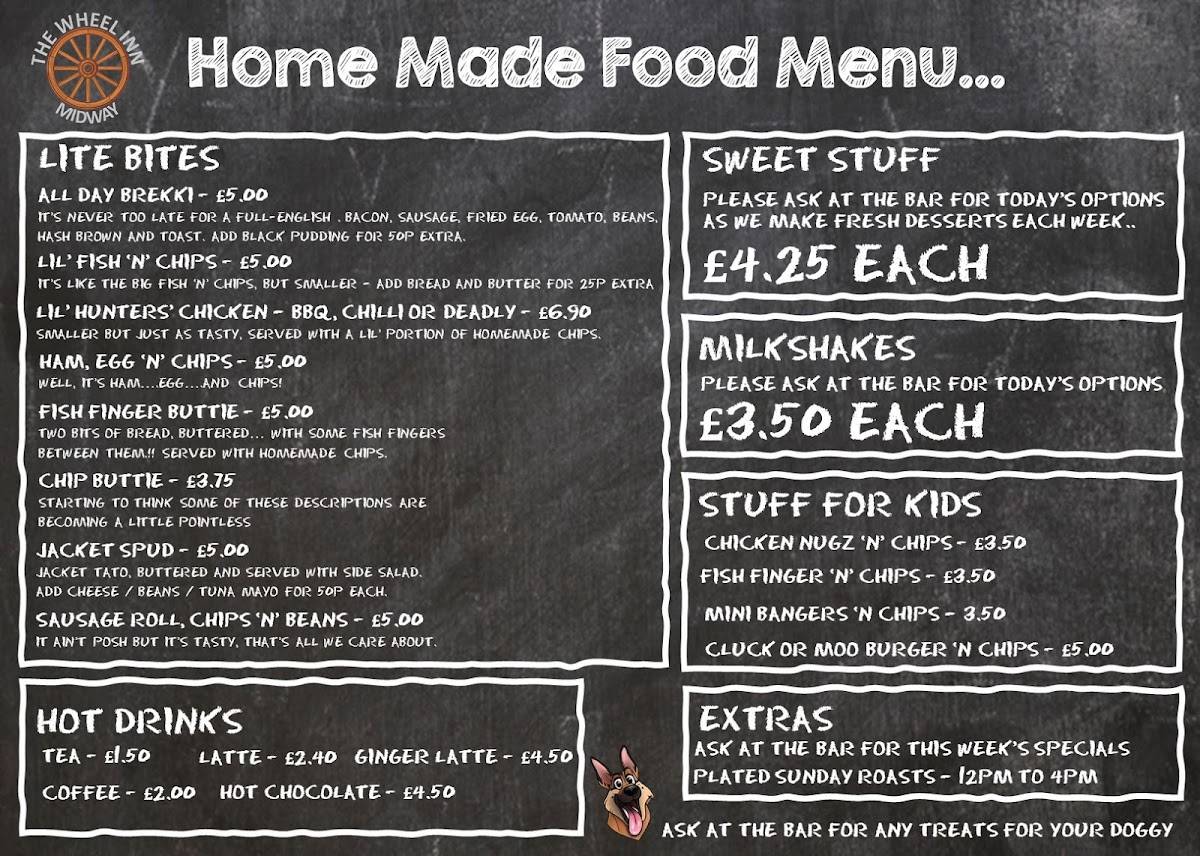 Menu at The Wheel Inn pub & bar, Swadlincote