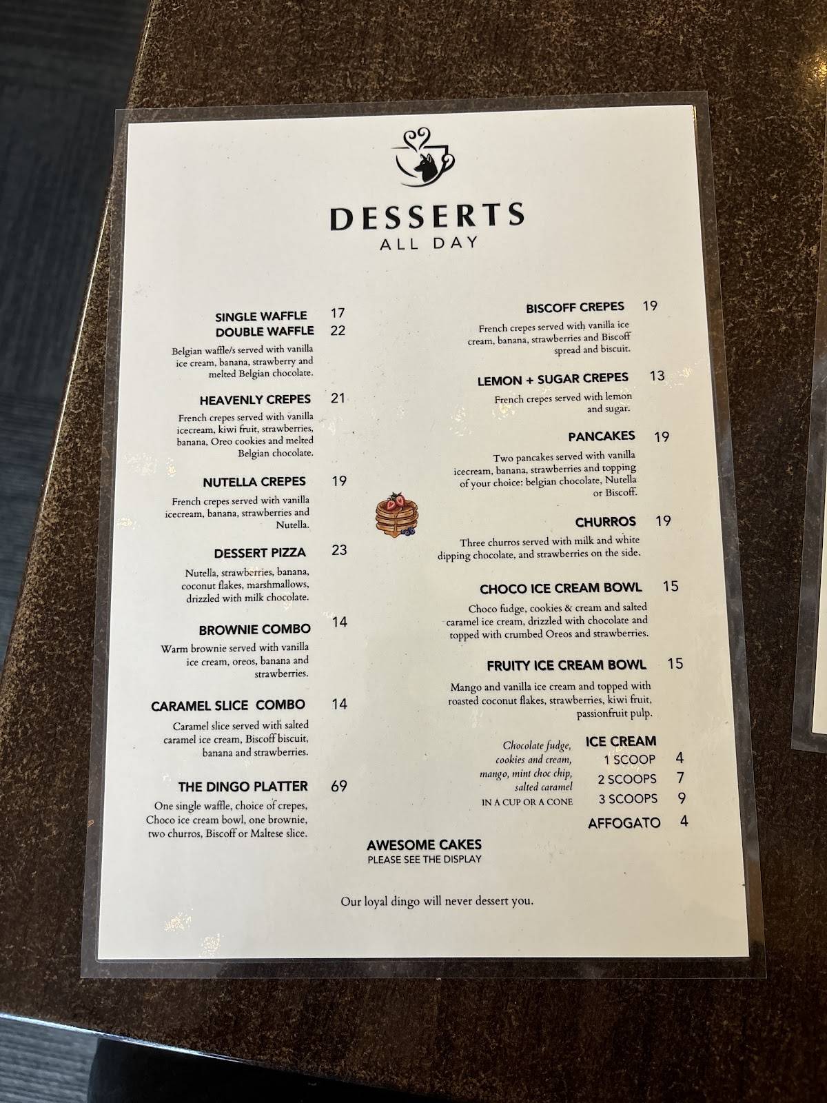 Menu at Sweet Circus cafe, Lithgow