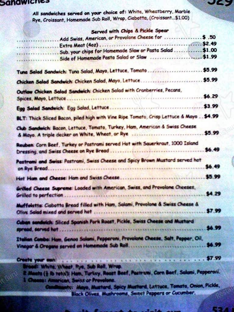 Menu at Sweet Sensations cafe, Green Cove Springs
