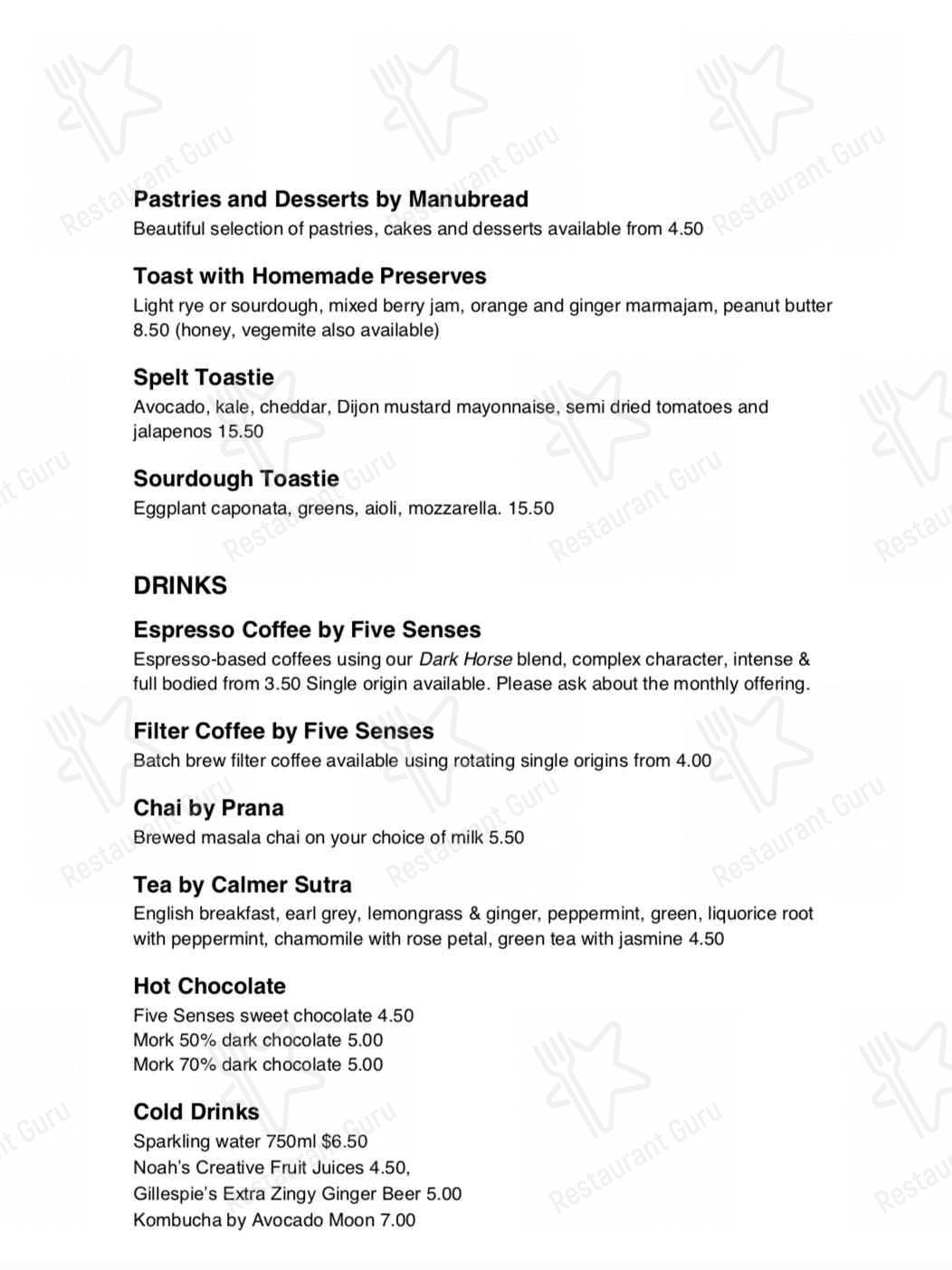 Menu at Tatler Lane by Sweetbrew cafe, Launceston, 5/74-82 St John St
