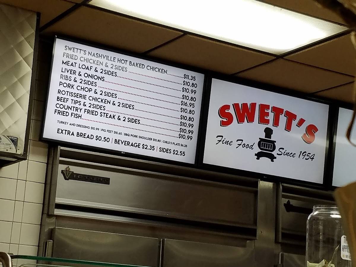 Menu at Swett's desserts, Nashville, Clifton Ave