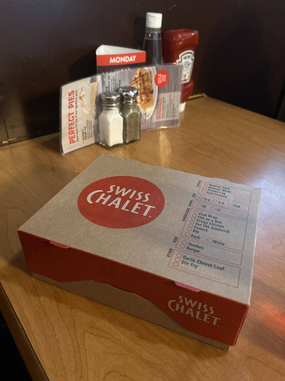 Menu at Swiss Chalet restaurant, London, Wonderland Rd S