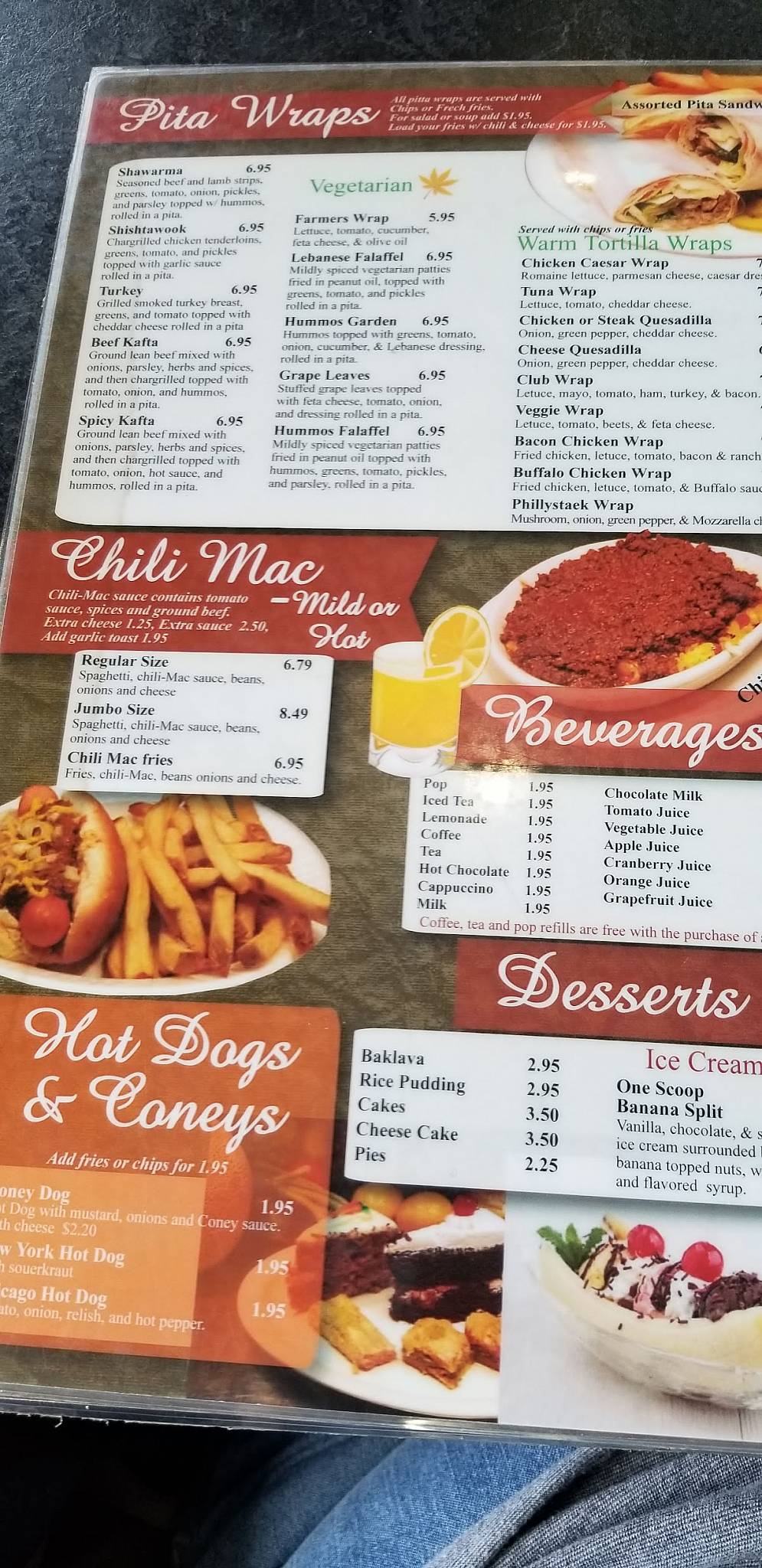 Menu at Sylvania Diner restaurant, Sylvania