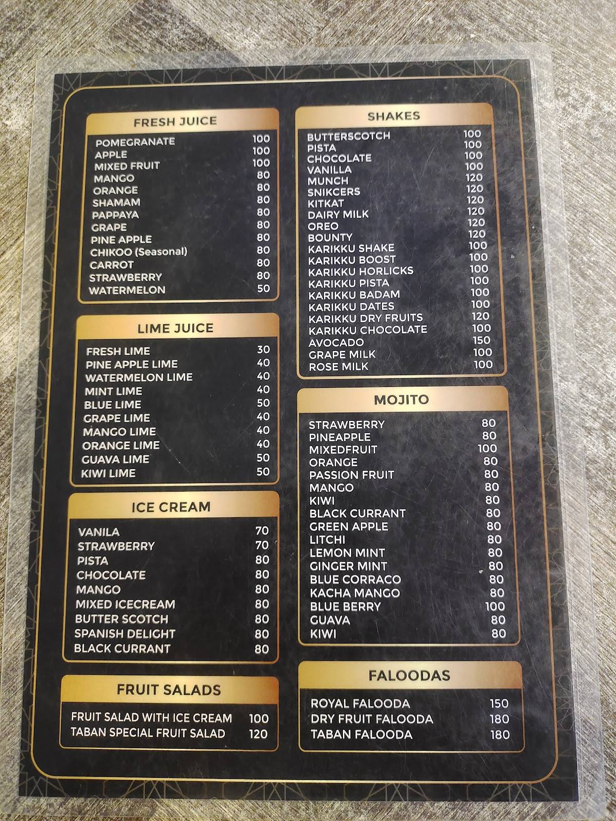 Menu at TABAN YEMENI MANDI- ADOOR, Adoor