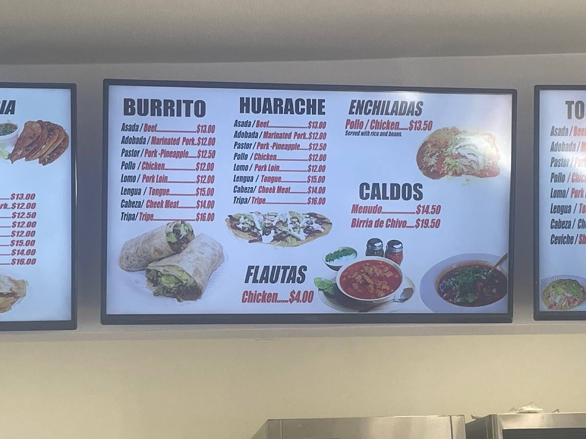 Menu at TACOS PALOMINO Corp restaurant, Pasco, E Lewis St bldg D&E