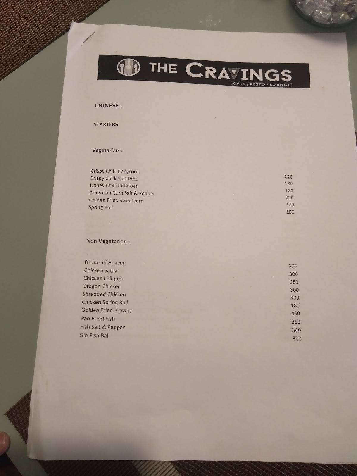 Menu at THE CRAVINGS (CAFE/RESTO/LOUNGE), Tezpur