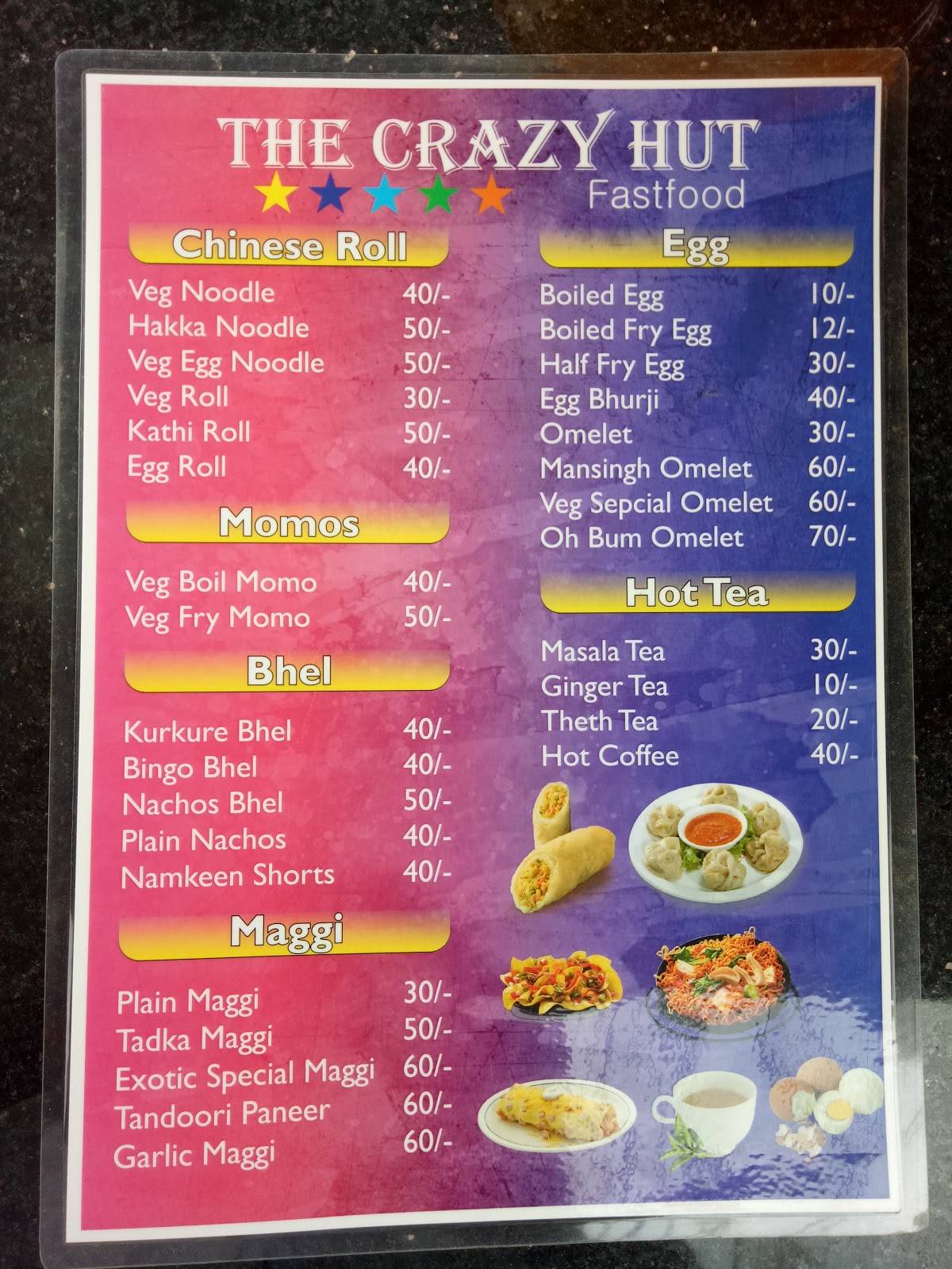 Menu at THE CRAZY HUT, Jaipur