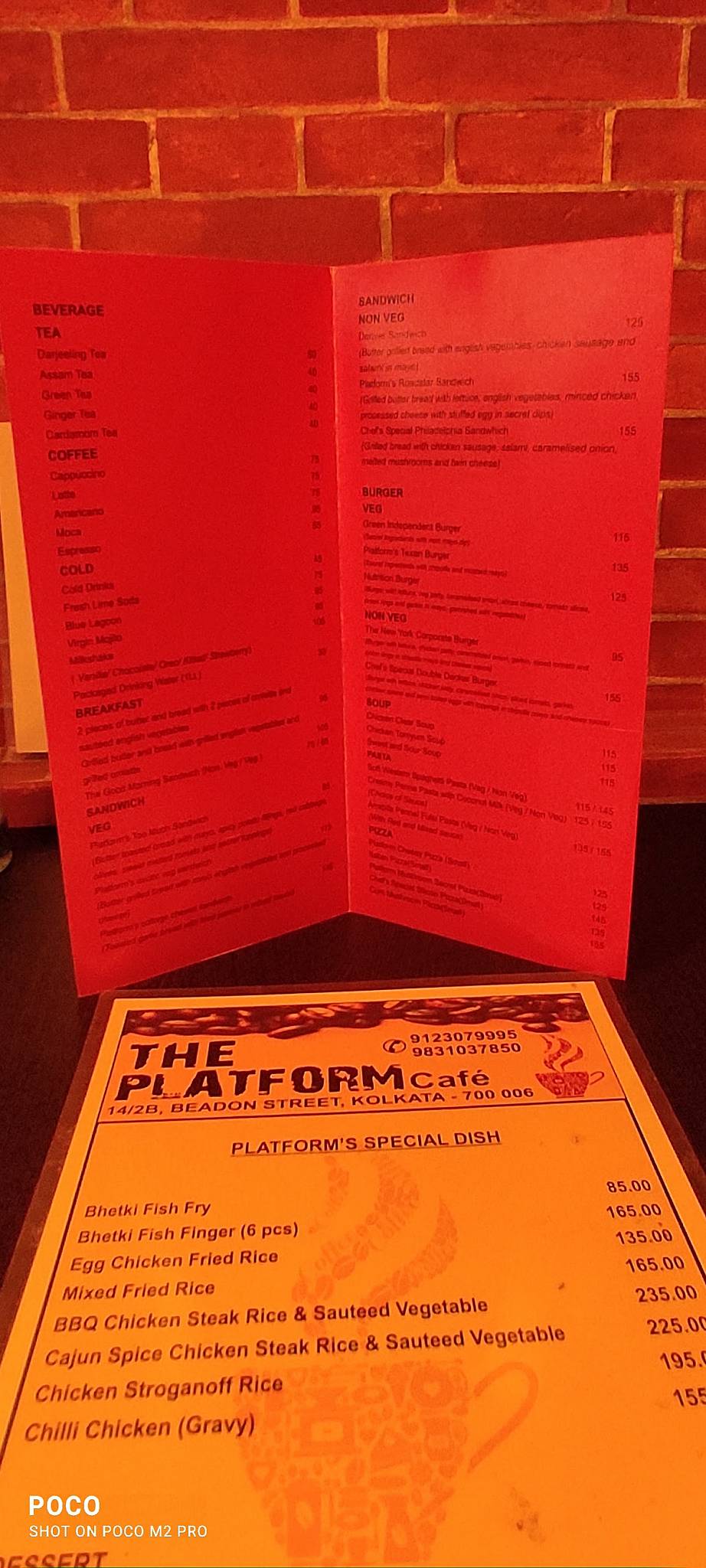 Menu at The Platform Cafe, Kolkata