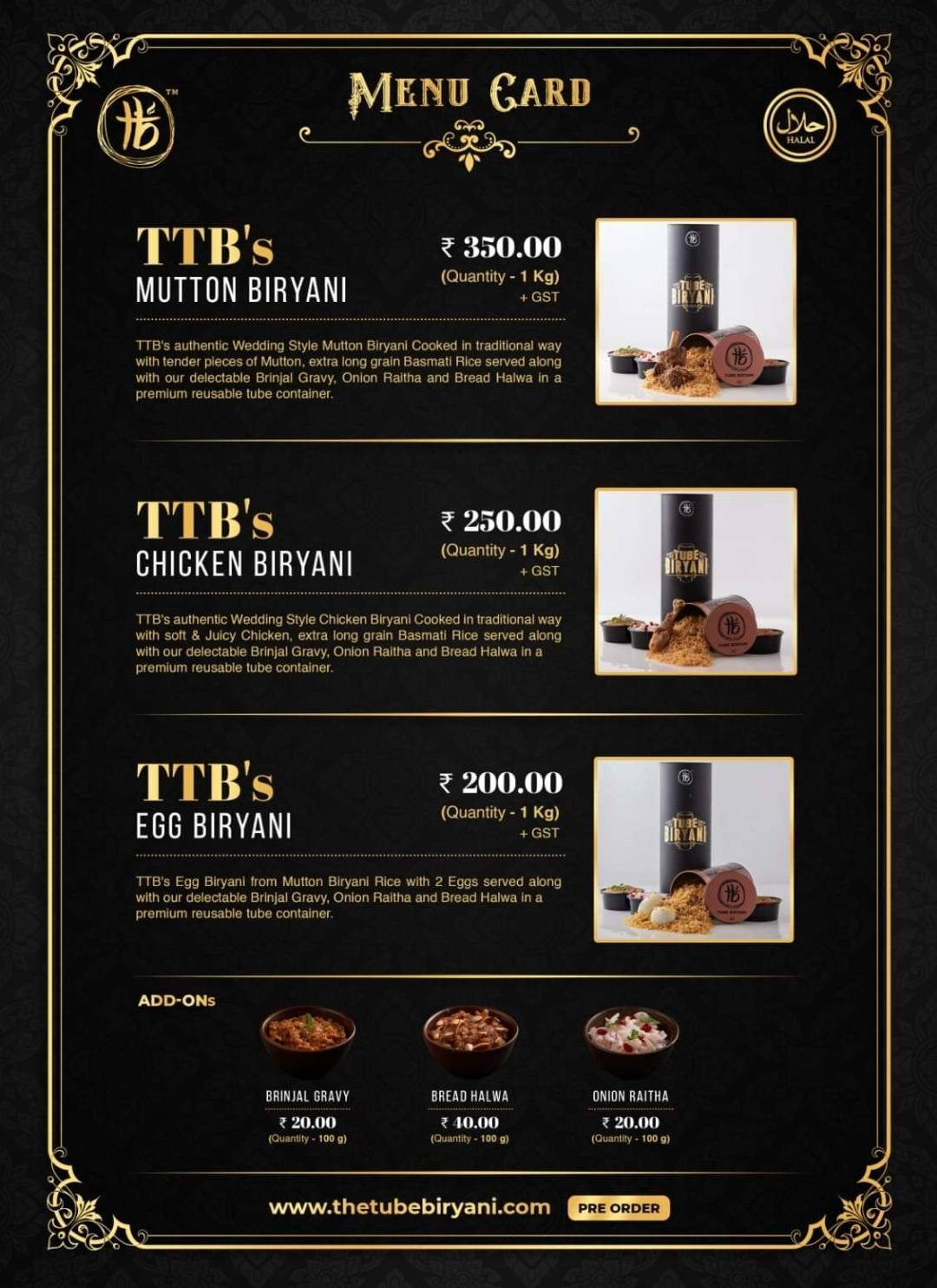Menu at THE TUBE BIRYANI, Chennai