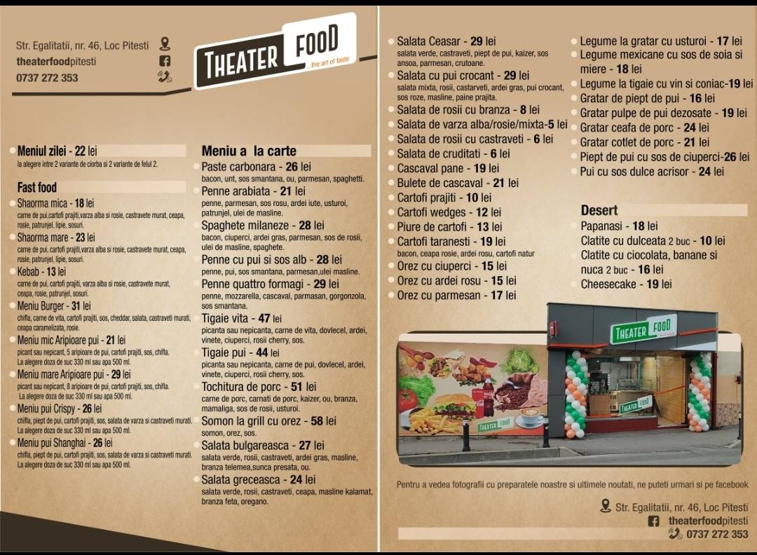 Menu at THEATER FOOD... the art of taste, Pitești