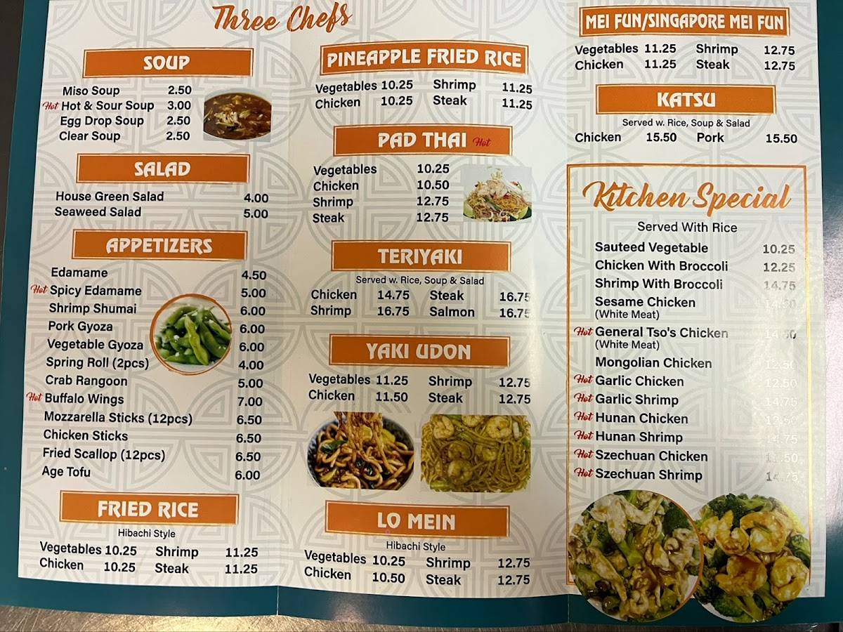 Menu at THREE CHEFS restaurant, Manalapan Township