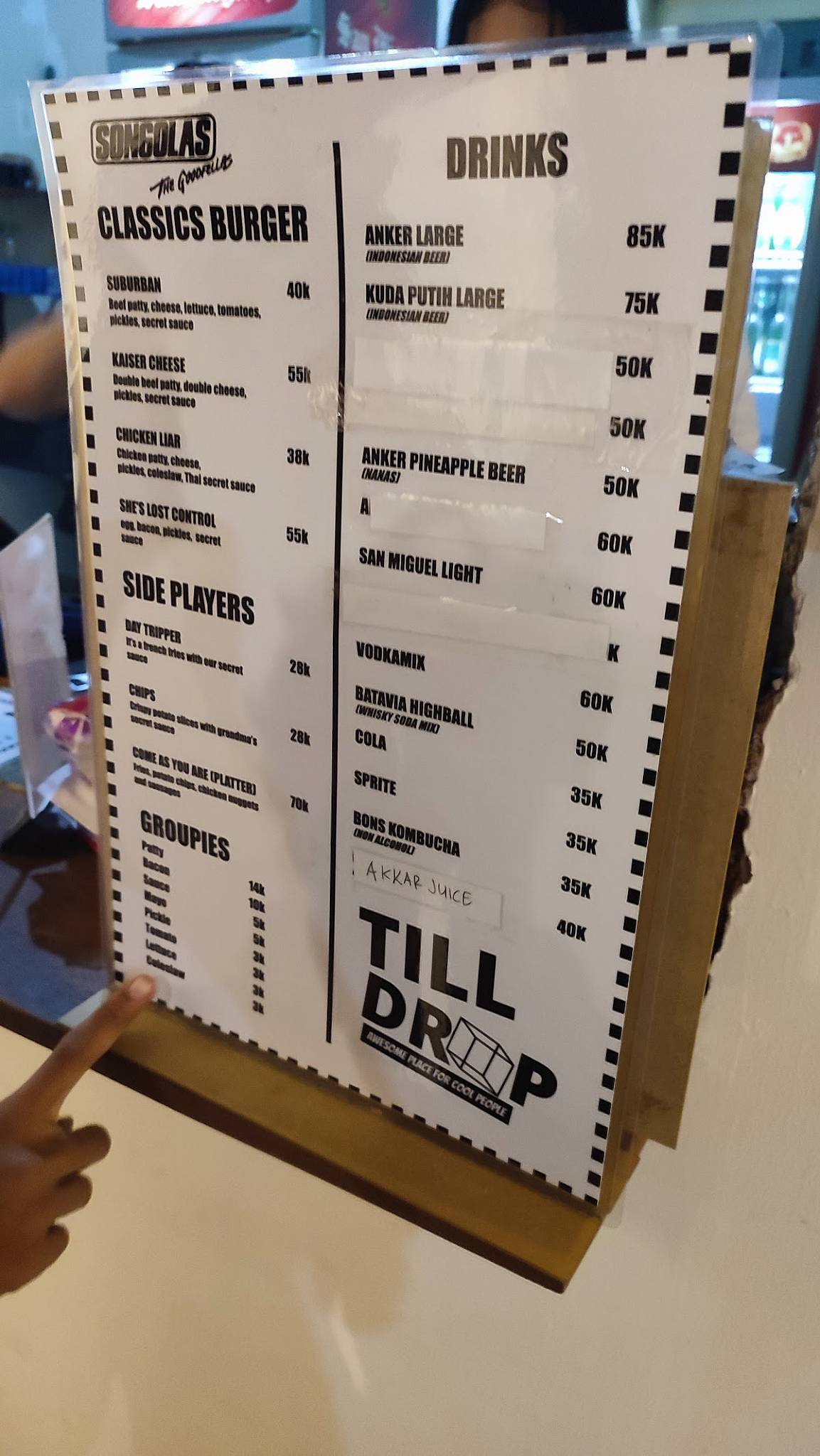 Menu at TILL DROP BAR & RESTO-PRAWIROTAMANOS, Yogyakarta