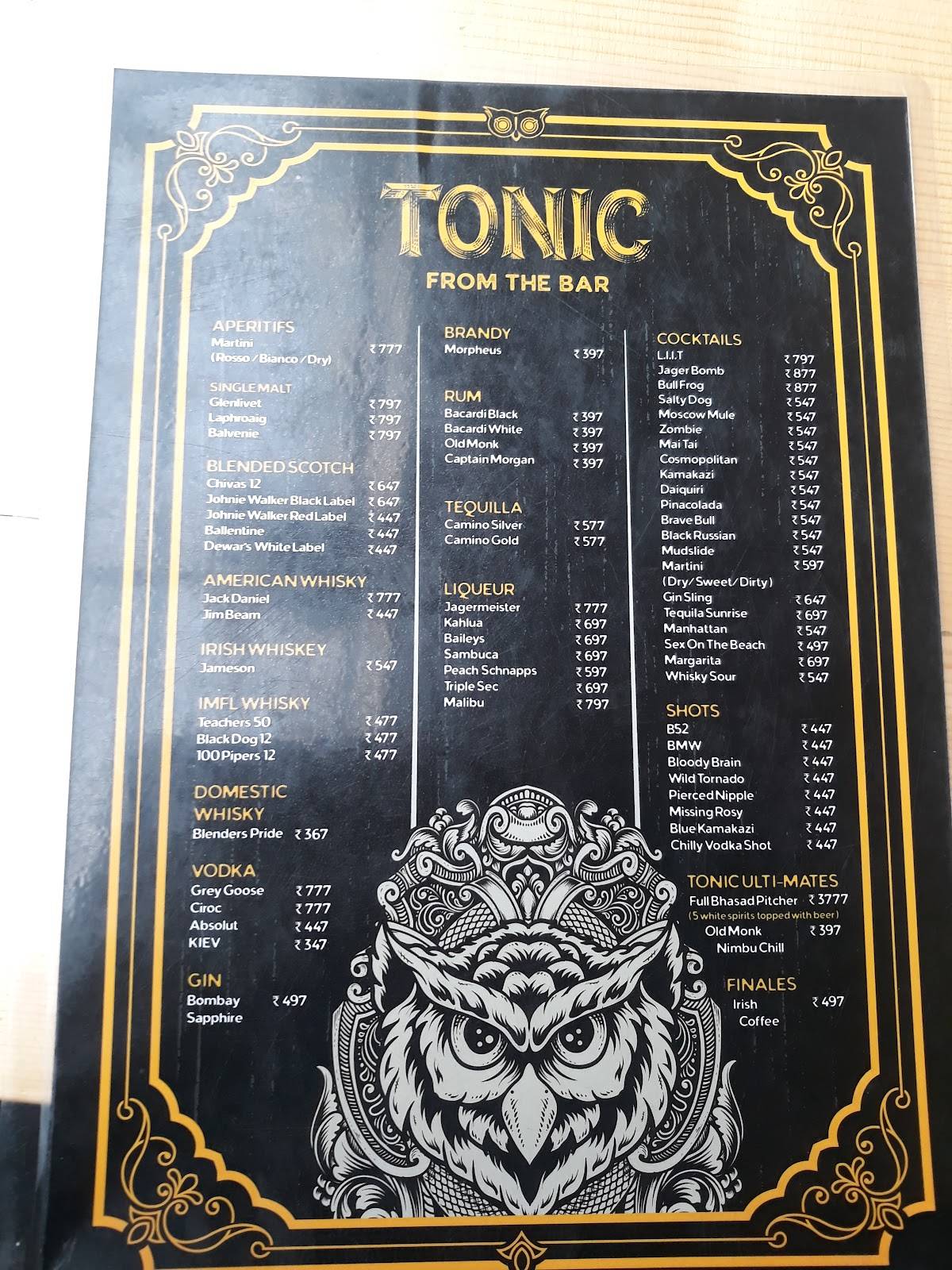 Menu at TONIC - The Open Natural Informal Cafe, Dehradun