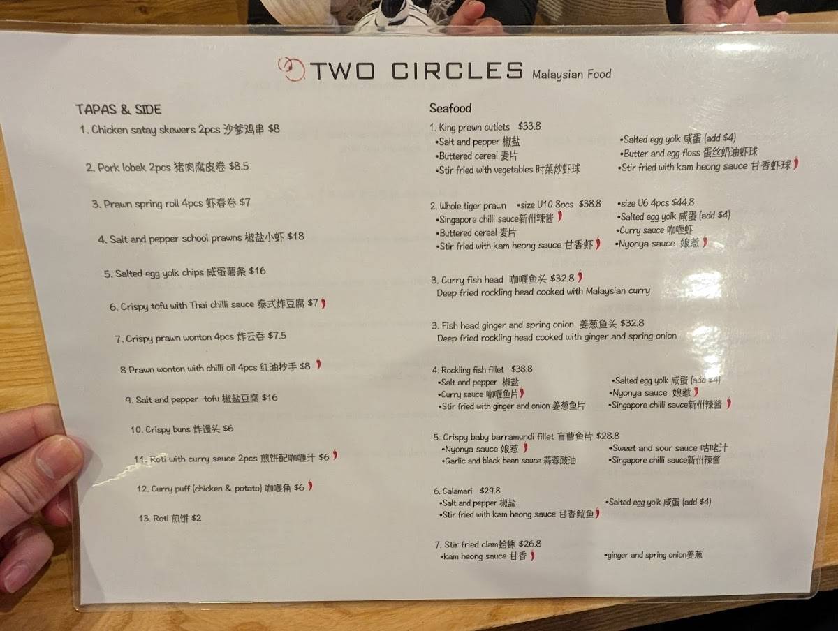 Menu at TWO CIRCLES CAFE, Doncaster East