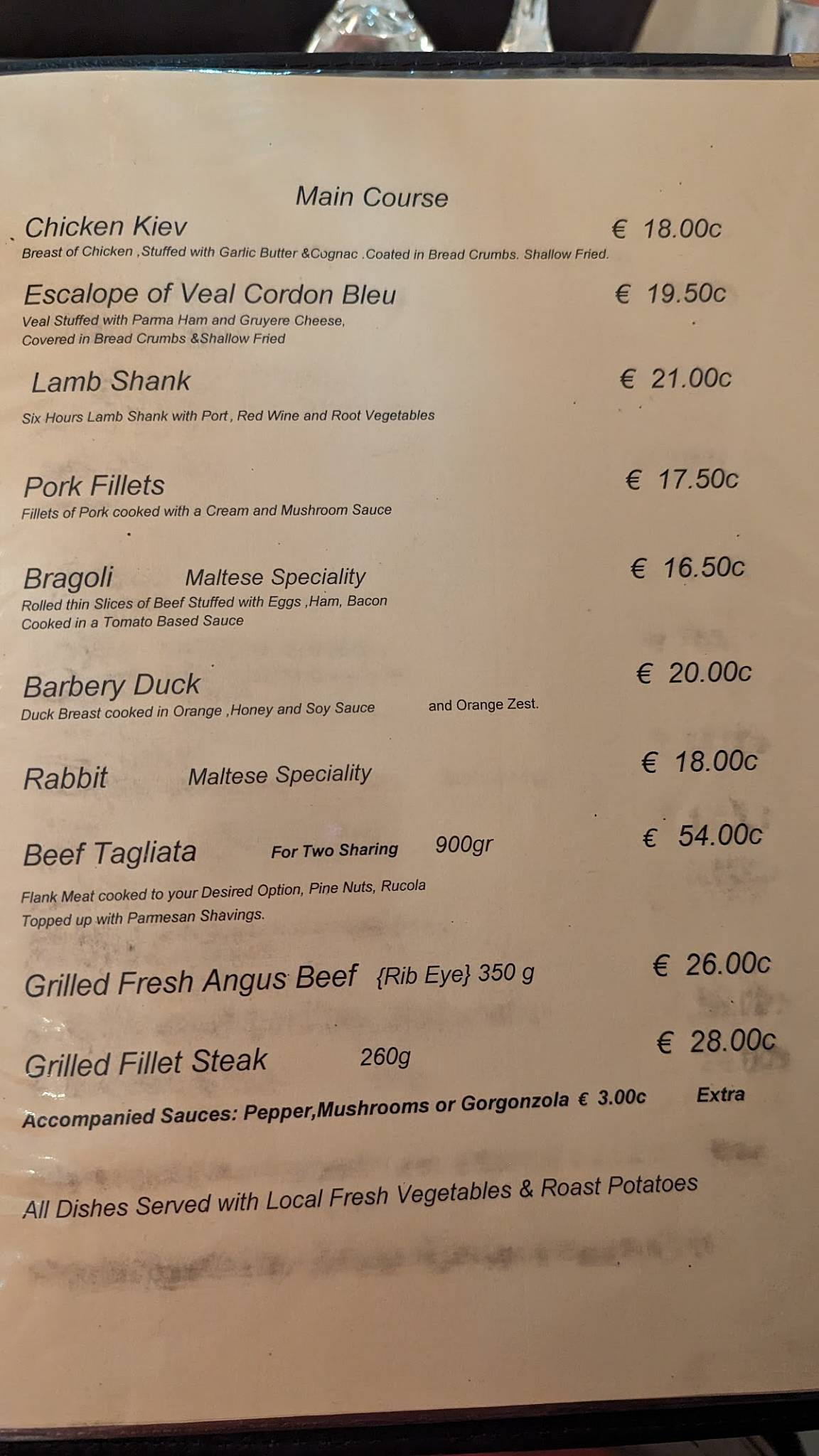 Menu at Ta' Peter Restaurant, Mellieha