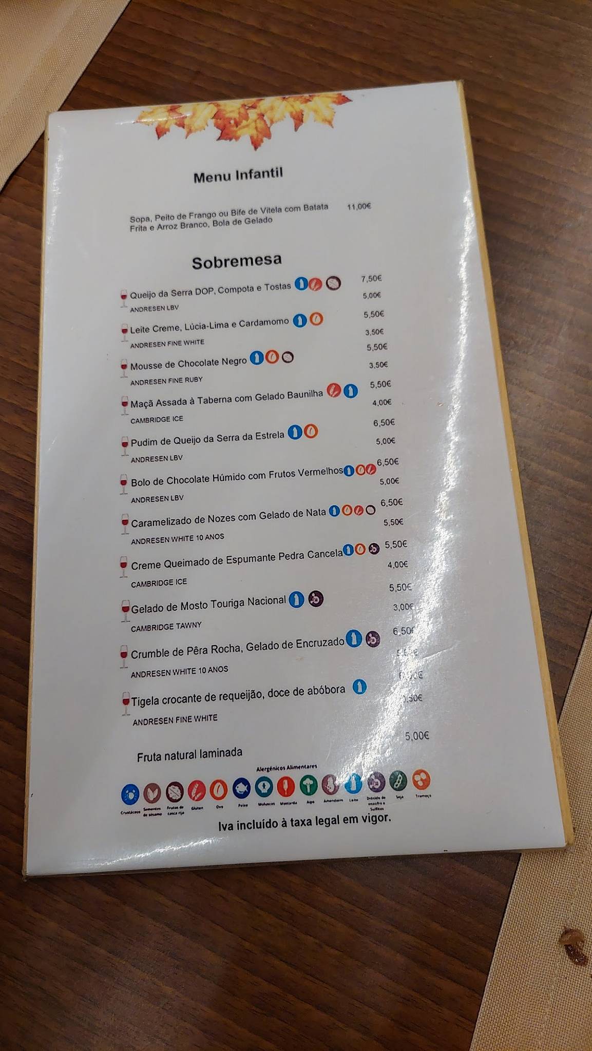 Menu at Taberna da Adega da Lusovini restaurant, Nelas