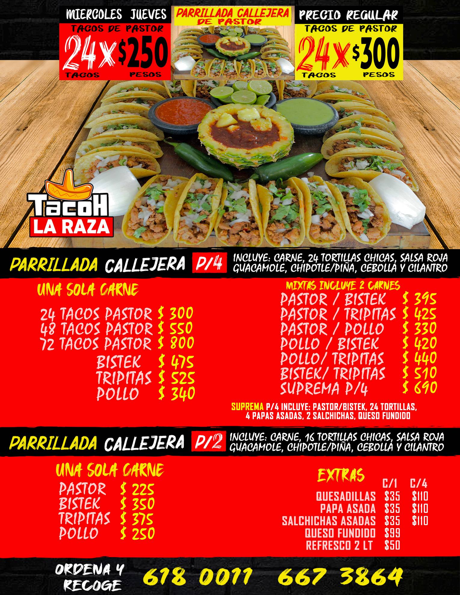 Carta del restaurante Taco H Express, Ciudad Juarez, Av del la Raza 6375