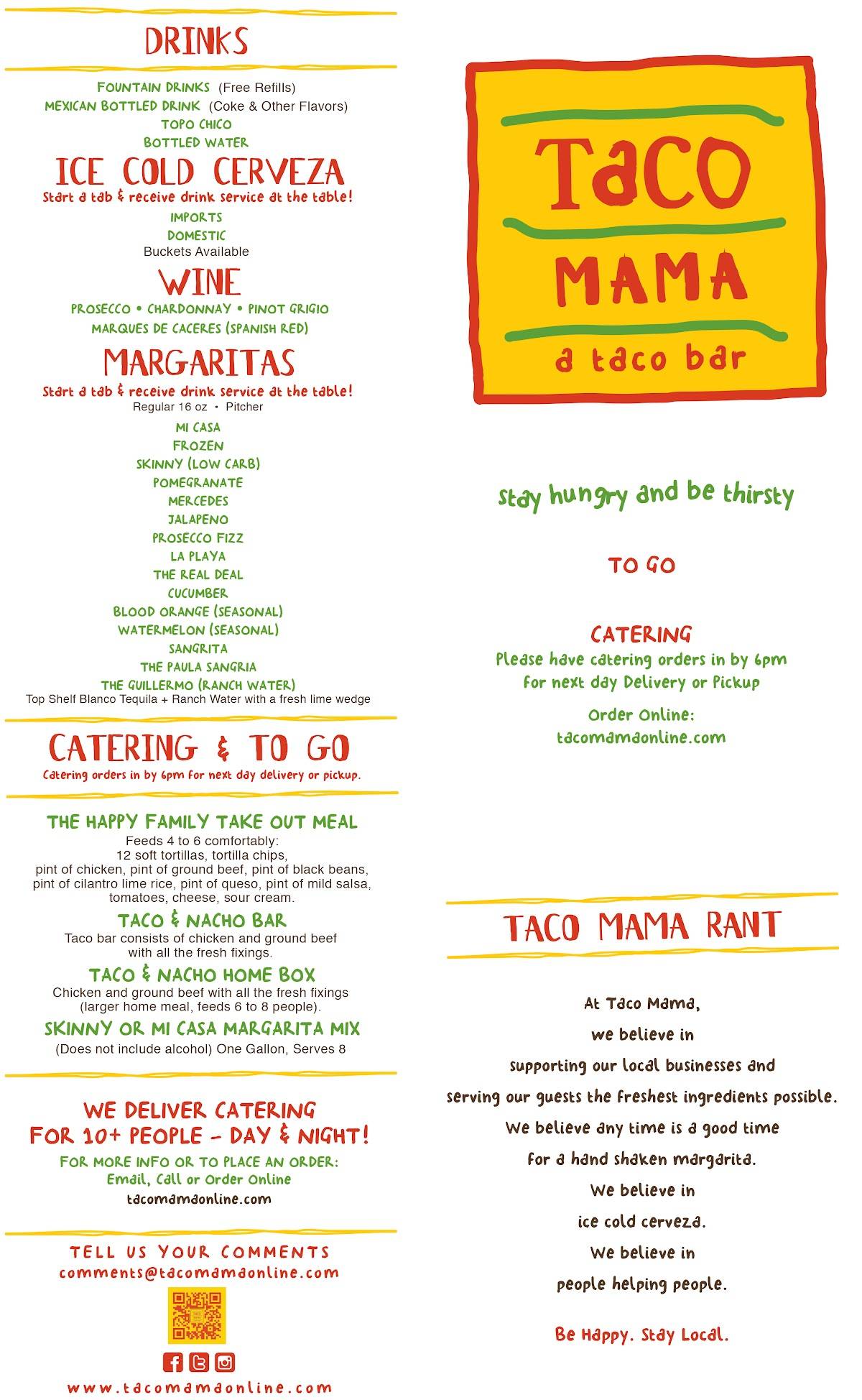 Menu at Taco Mama - Hwy 119 restaurant, Birmingham, Cahaba Valley Rd ...