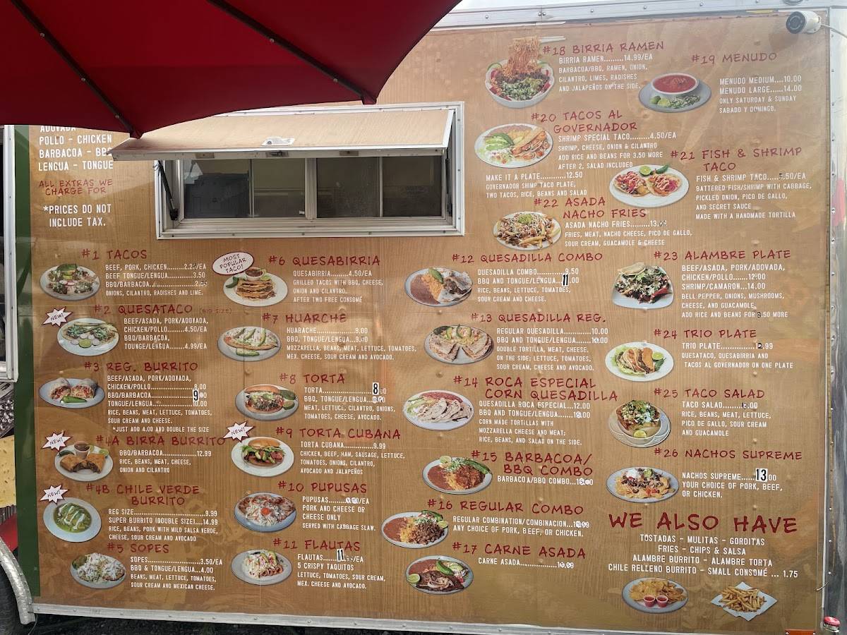 Menu at Tacos La Roca restaurant, Chelan, b W Woodin Ave