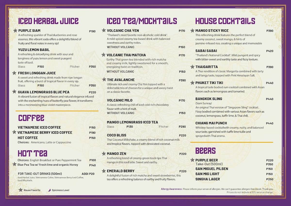 Menu at Purple Rice Forbes Town, BGC restaurant, Taguig