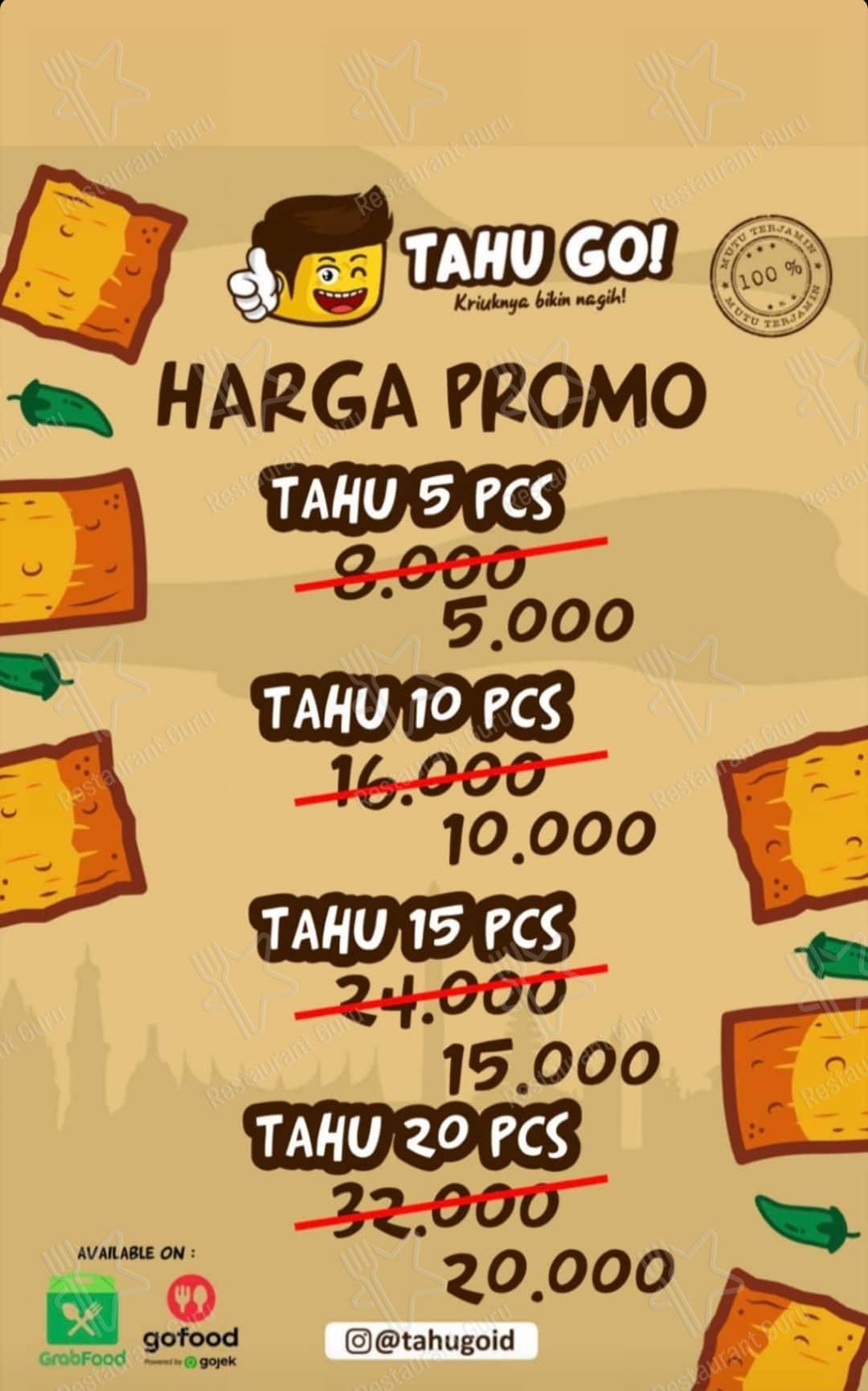 Menu at Tahu Kriuk GO!, Jakarta, Jl. RS. Fatmawati Raya No.98A