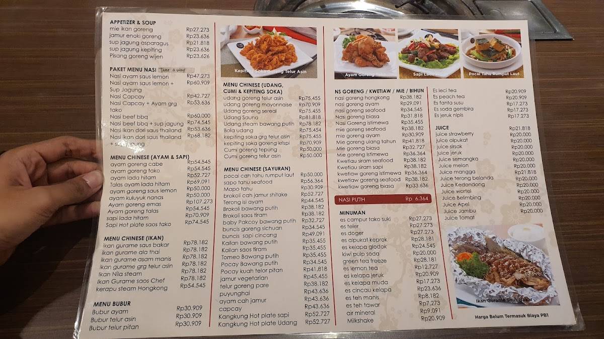 Menu at Tako Suki restaurant, West Jakarta, Jl. Pesanggrahan No.70 11