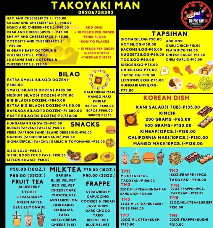 Menu at Takoyaki Man ️ ️ restaurant, Marikina