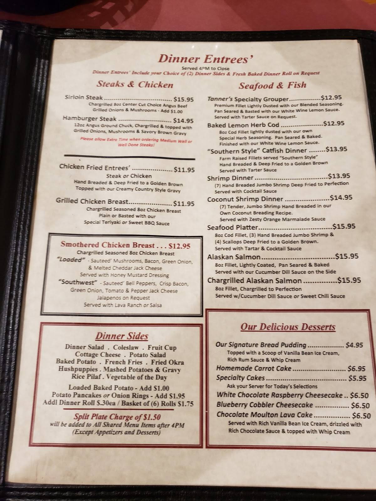 Menu at Tanners Neighborhood Bar & Grille, Hot Springs Village