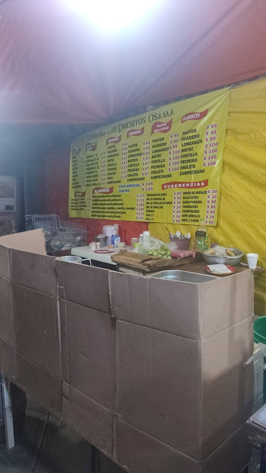 Carta del restaurante Taquería Osama, Ciudad del México