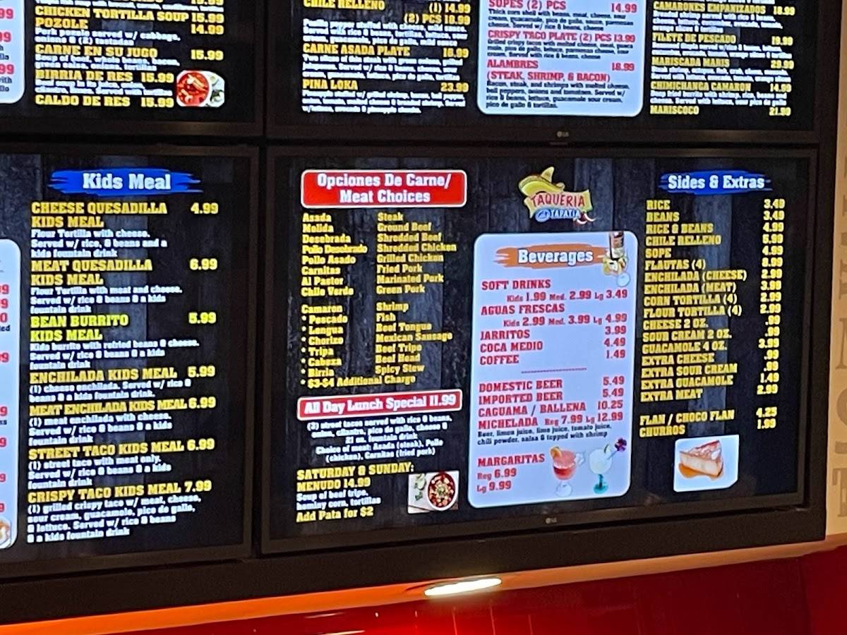 Menu at Taqueria La Perla Tapatia restaurant, Sacramento