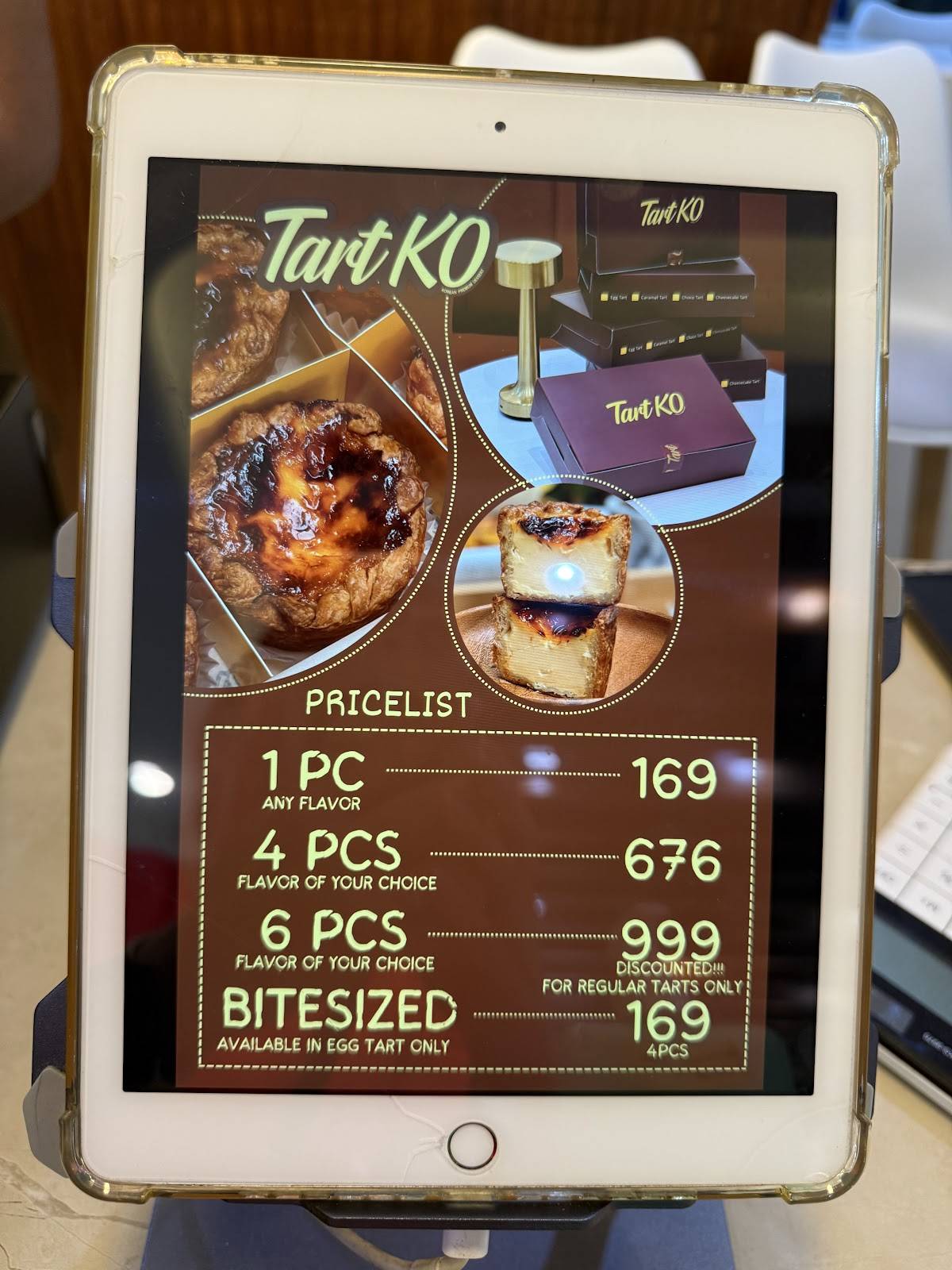 Menu at TartKO (Korean Premium Dessert) desserts, Makati