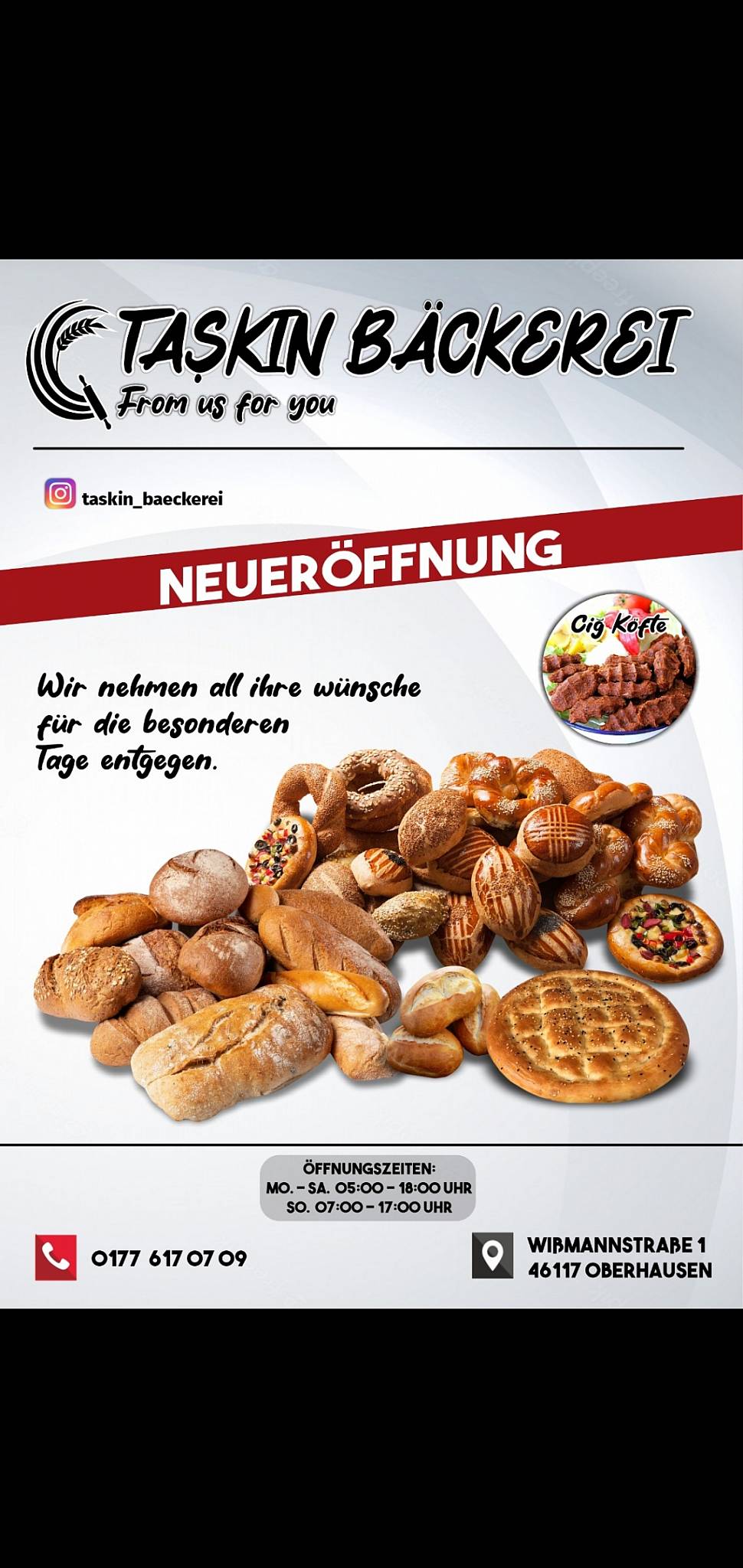 Menu at Taskin Bäckerei, Oberhausen