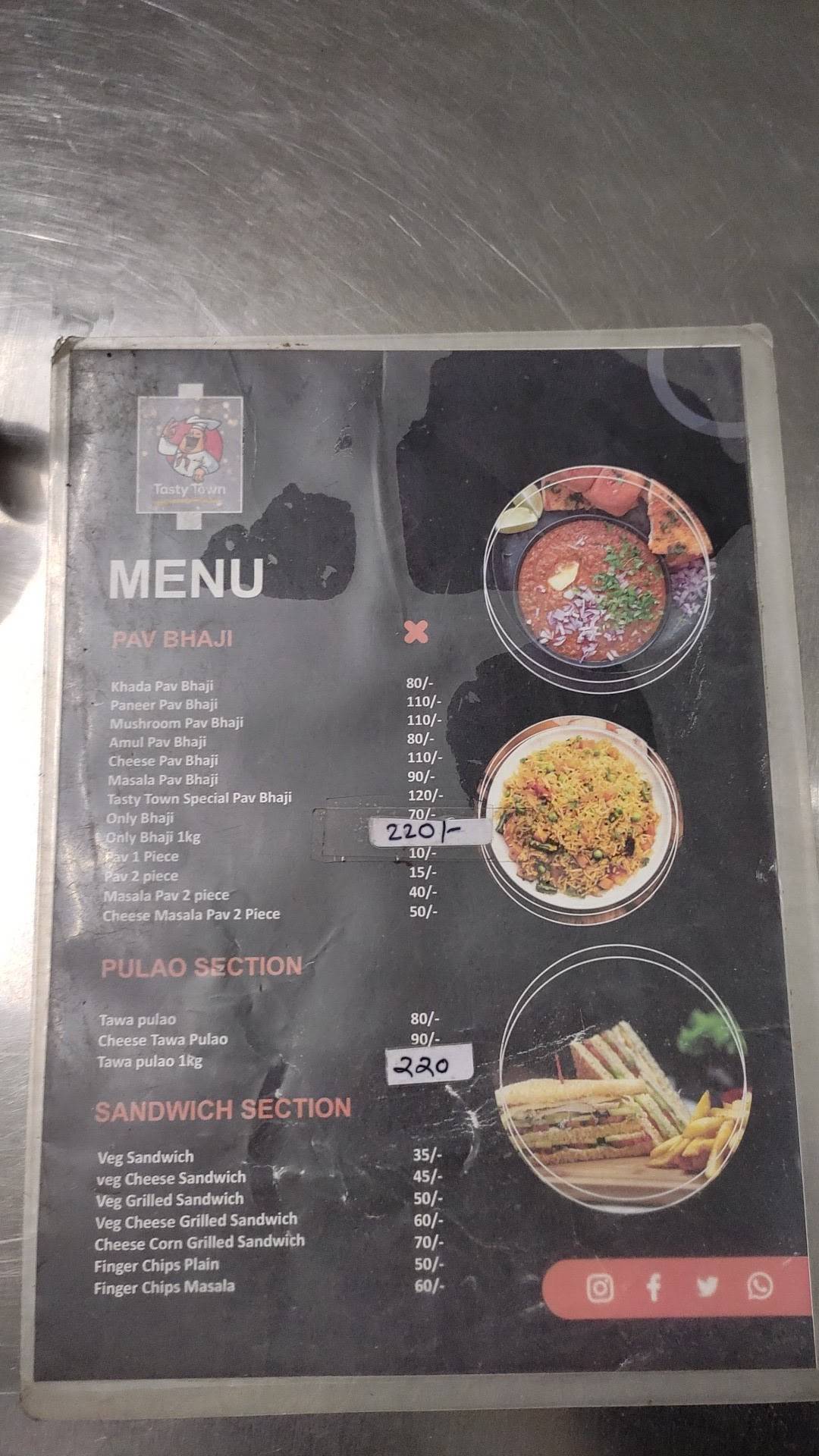 Menu at Tasty Town Pav Bhaji & Veg/Nonveg, Pune