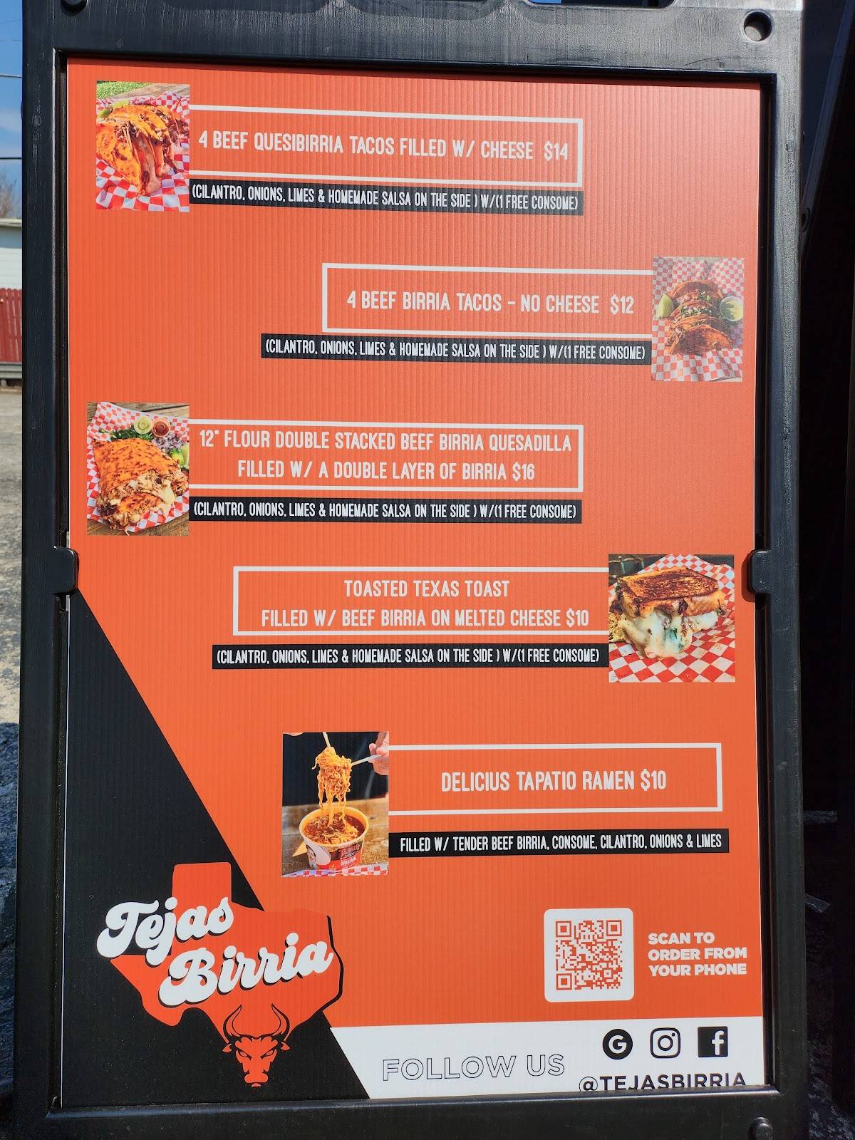 Menu at Tejas Birria- San Antonio restaurant, San Antonio