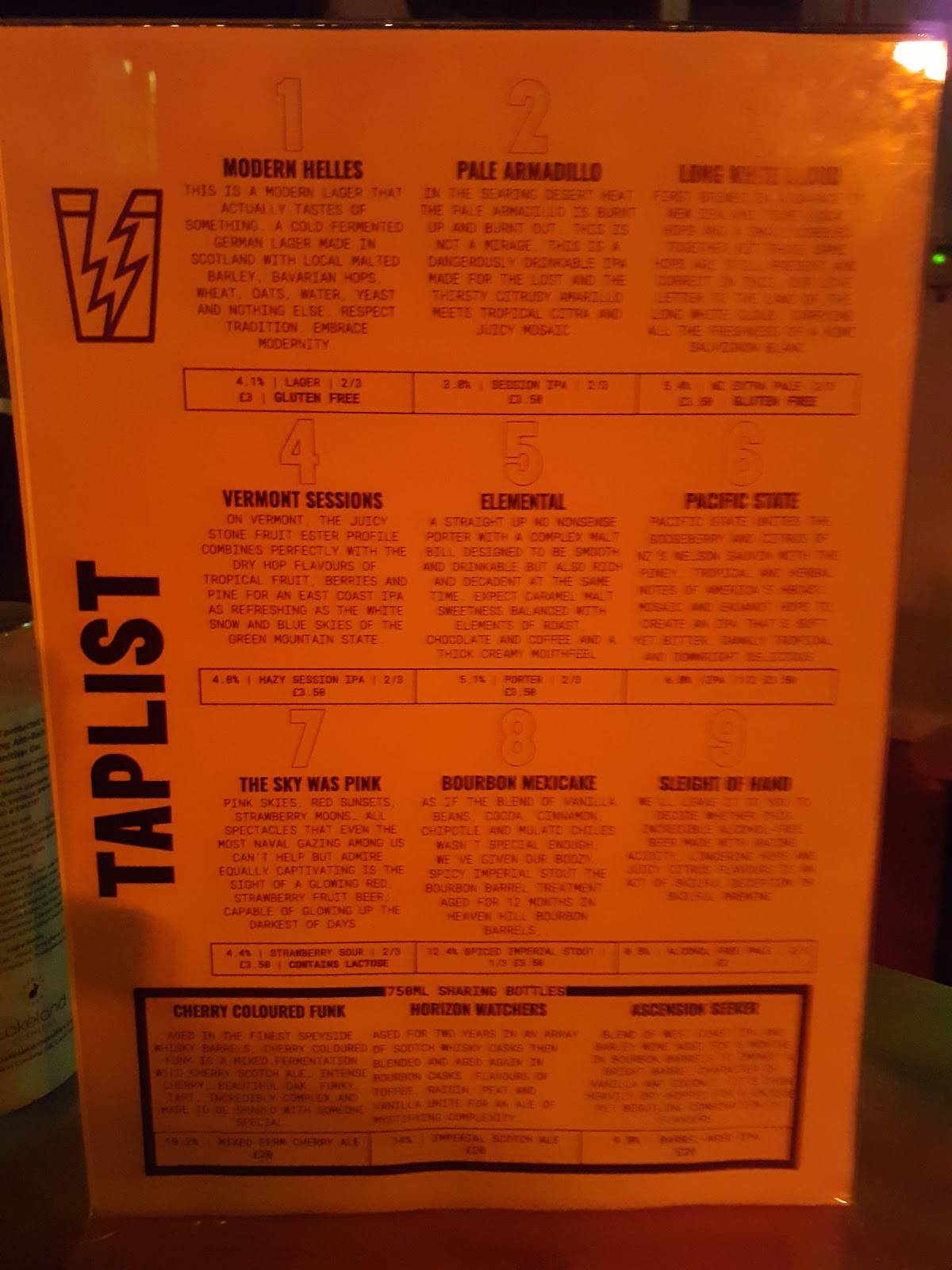 Menu at Tempest Brewing Co pub & bar, Galashiels