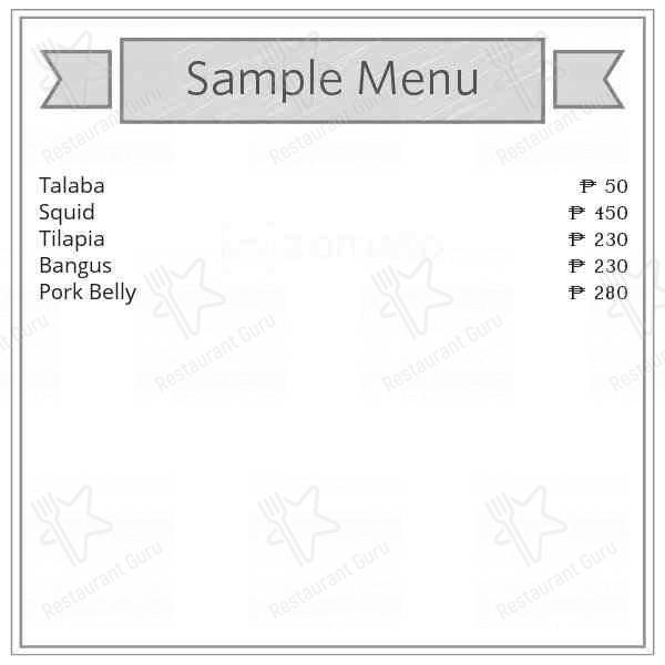 Menu at Temyong's Talaba restaurant, Cebu City, 9X7F+WRV