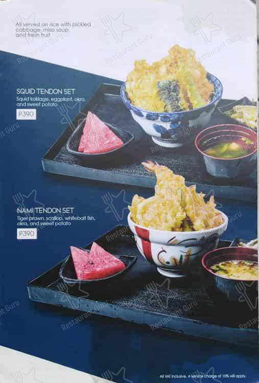 Menu at Tendon Akimitsu restaurant, Quezon City