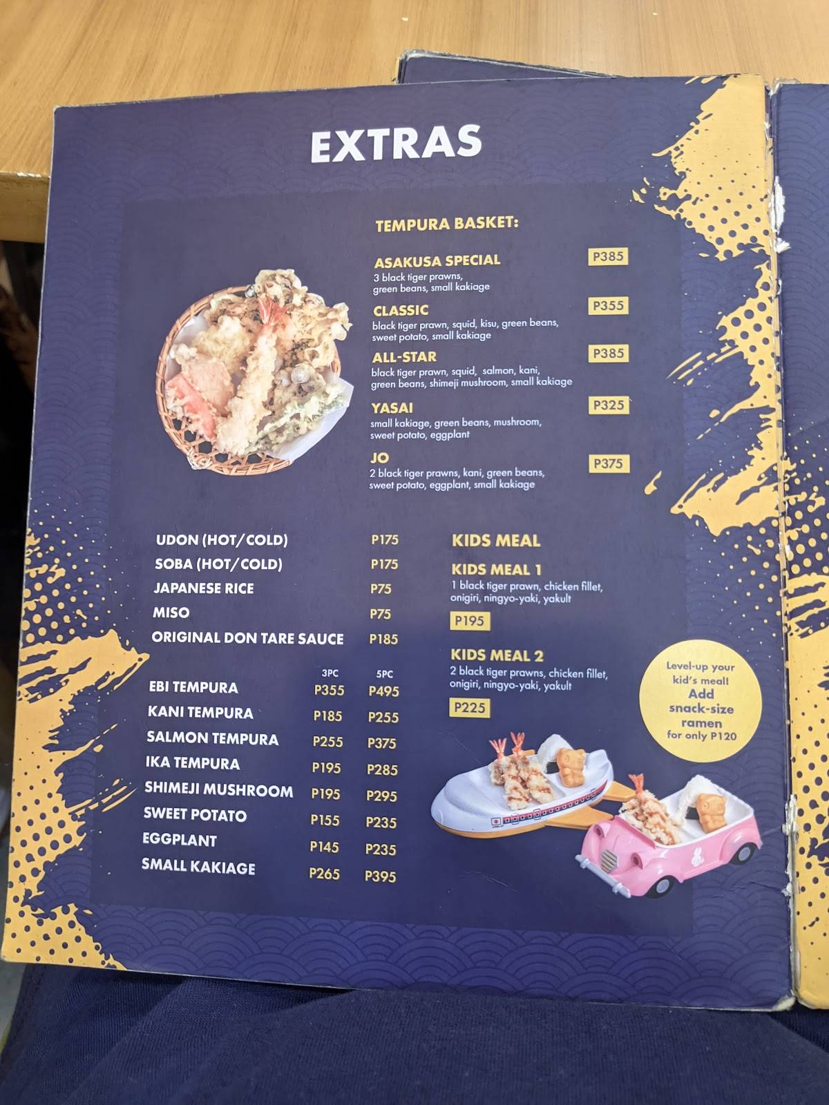 Carta del restaurante Tenya (SM Mall of Asia, Pasay City), Pasay ...