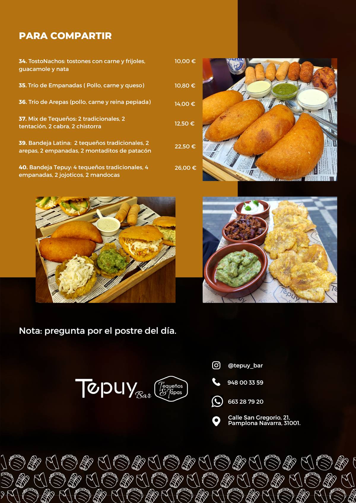 Carta de Tepuy Bar "Tequeños & Tapas", Pamplona