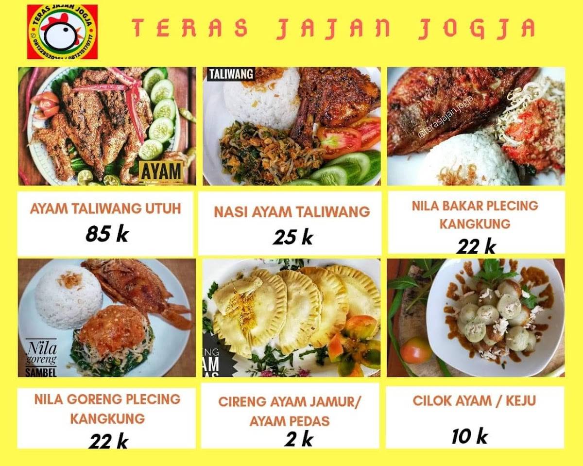 Carta del pub y bar Teras jajan jogja, Tamanmartani