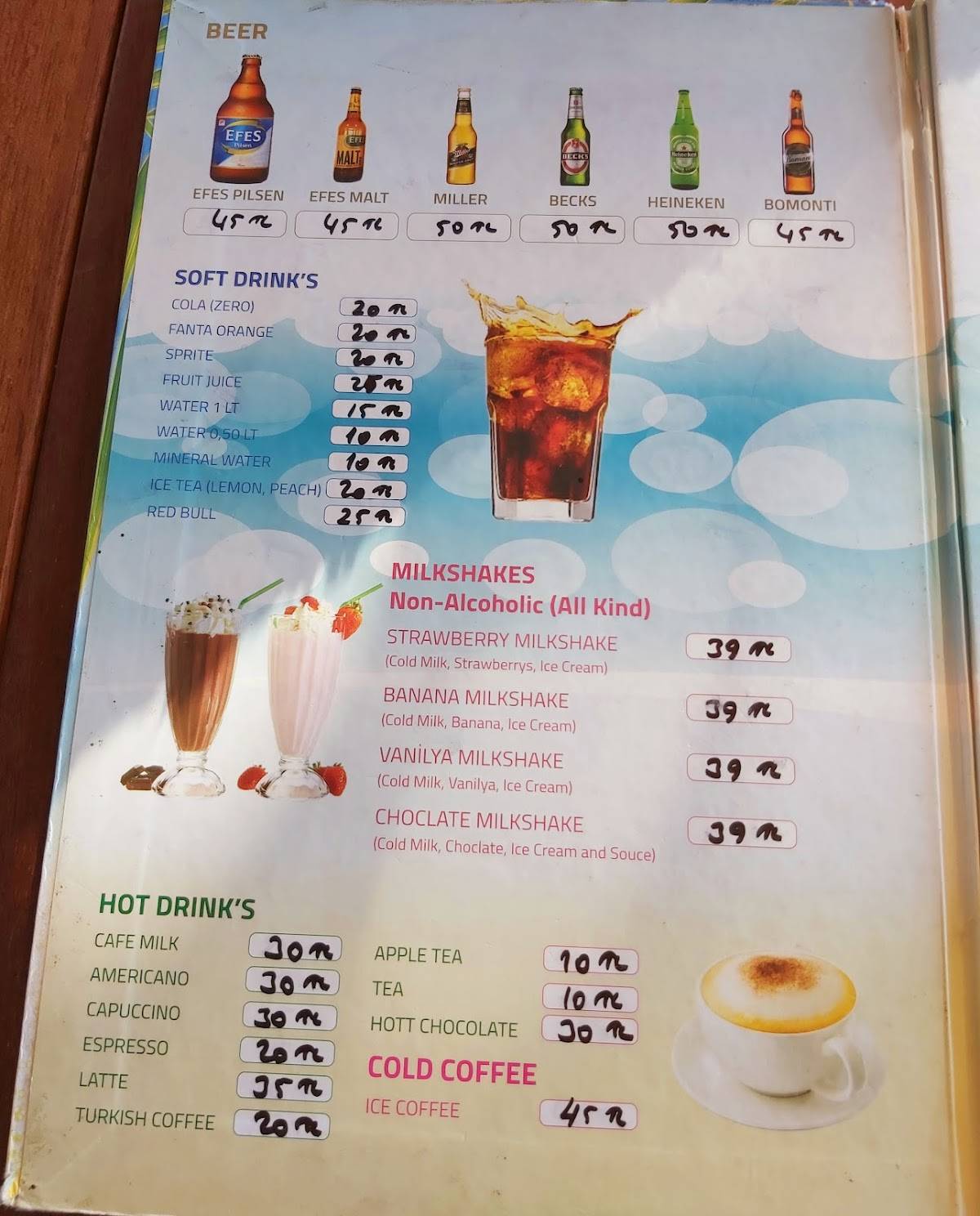 Menu at Terrace Beach Restaurant, Manavgat