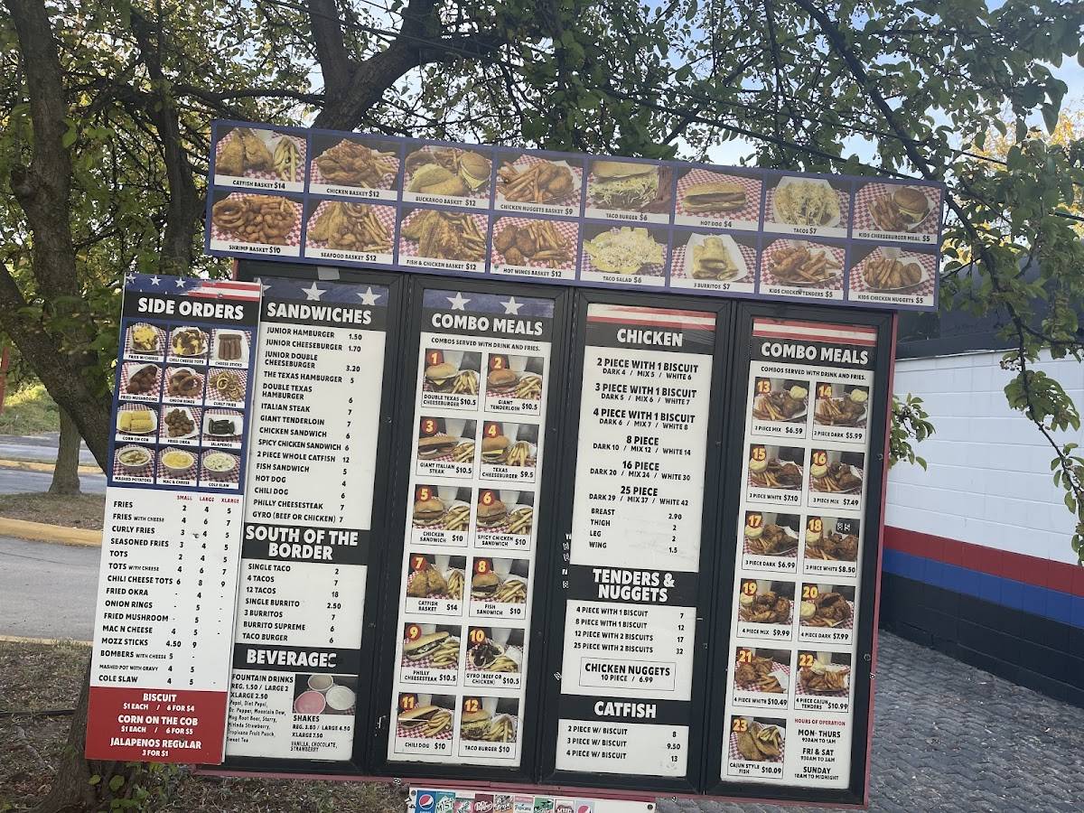 Menu at Texas Toms restaurant, Kansas City, Independence Ave
